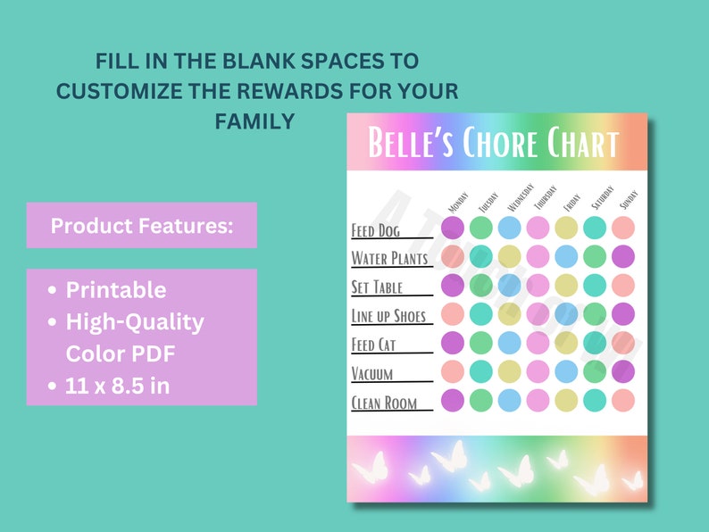 Editable Rainbow Chore Chart: Back to School Organization (digital ...