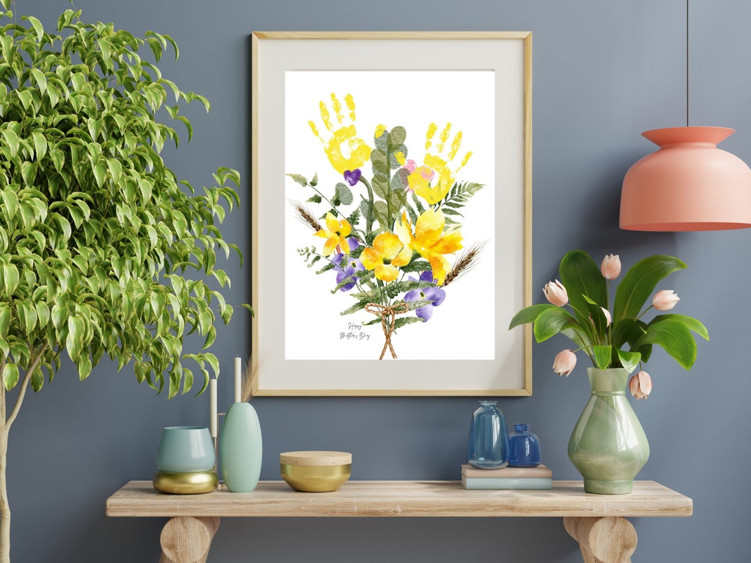 Mother's Day Flower Handprint Art: Editable Gift Template - Etsy