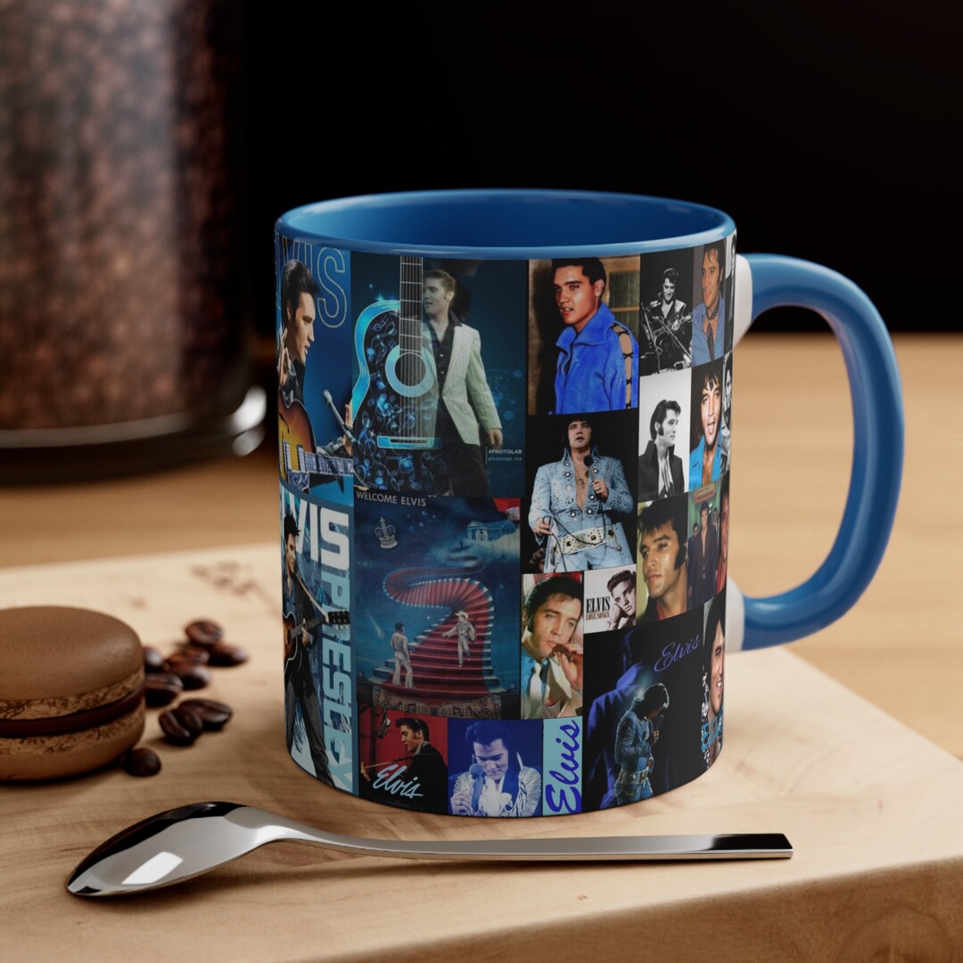 ELVIS PRESLEY Blue Photo Mug, 11oz Ceramic Mugs for a Memorable Day ...