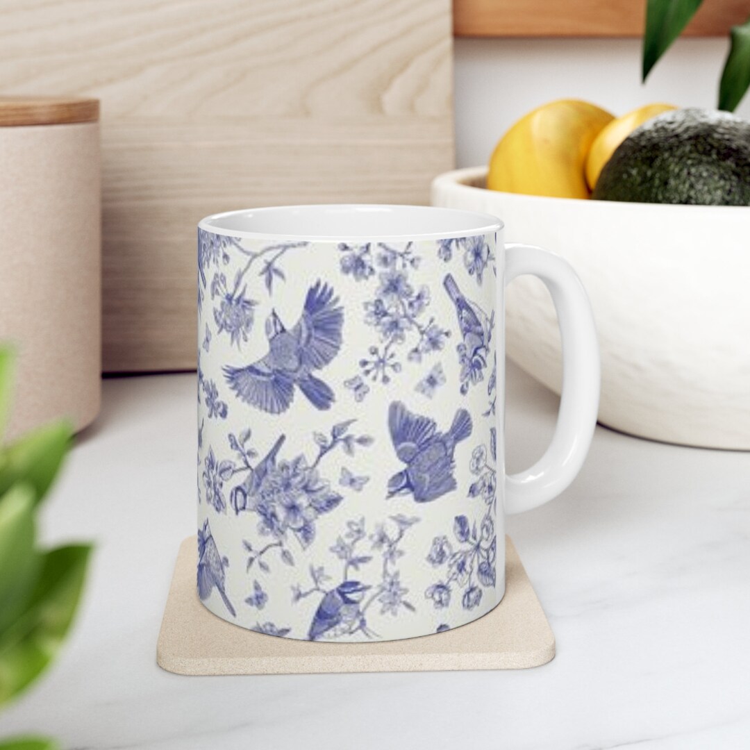 Coffee Mug Birds Flying Delft Blue Design Italian Style Delftware ...