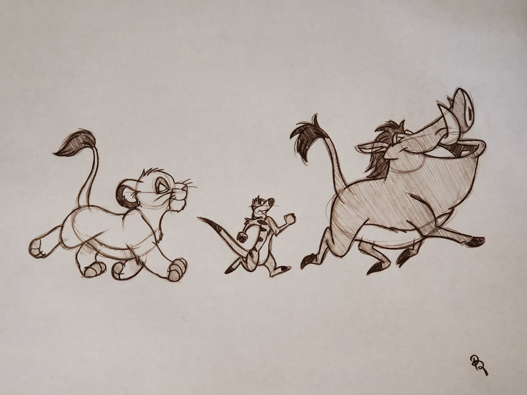 Disney the Lion King Simba Timon Pumba Hakuna Matata Drawing/sketch ...