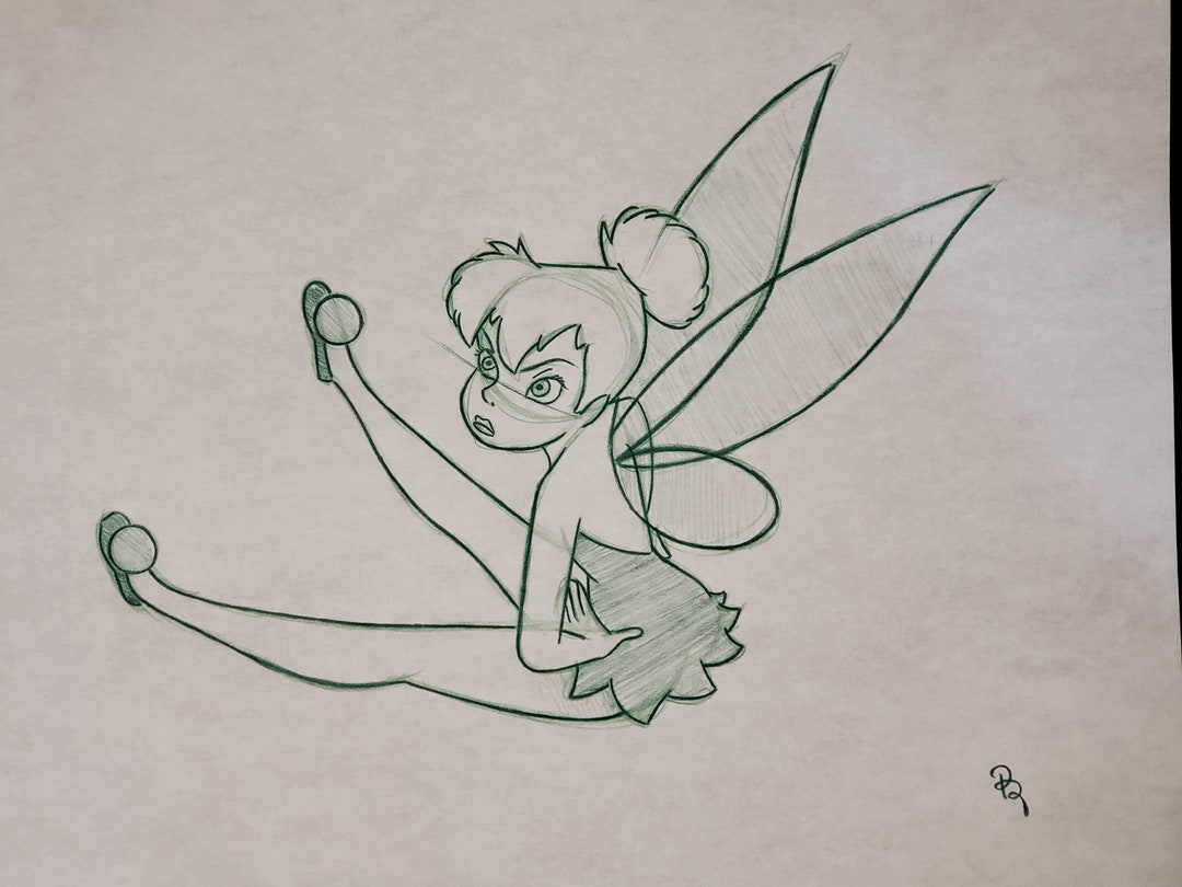 Disney Tinkerbell Angry Peter Pan Drawing/sketch Animation Art Handmade ...