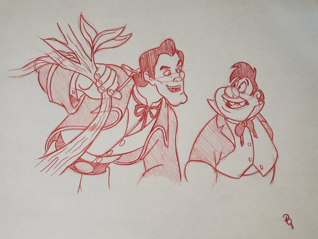 Disney Beauty and the Beast Gaston and Lefou Character Drawing/sketch ...