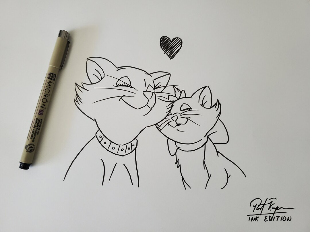 Disney Aristocats Marie Ink Drawing/sketch Animation Art Handmade/drawn ...