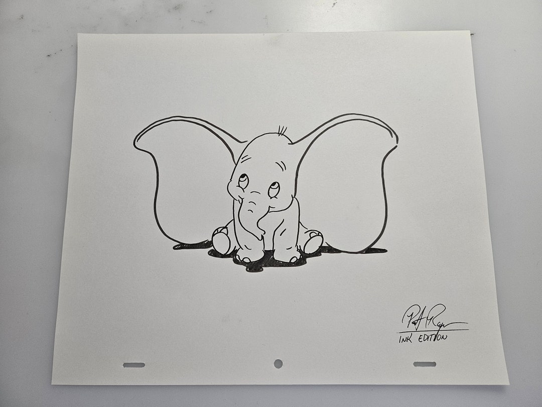Disney Dumbo Ink Drawing/sketch Animation Art Handmade/drawn Gift for ...