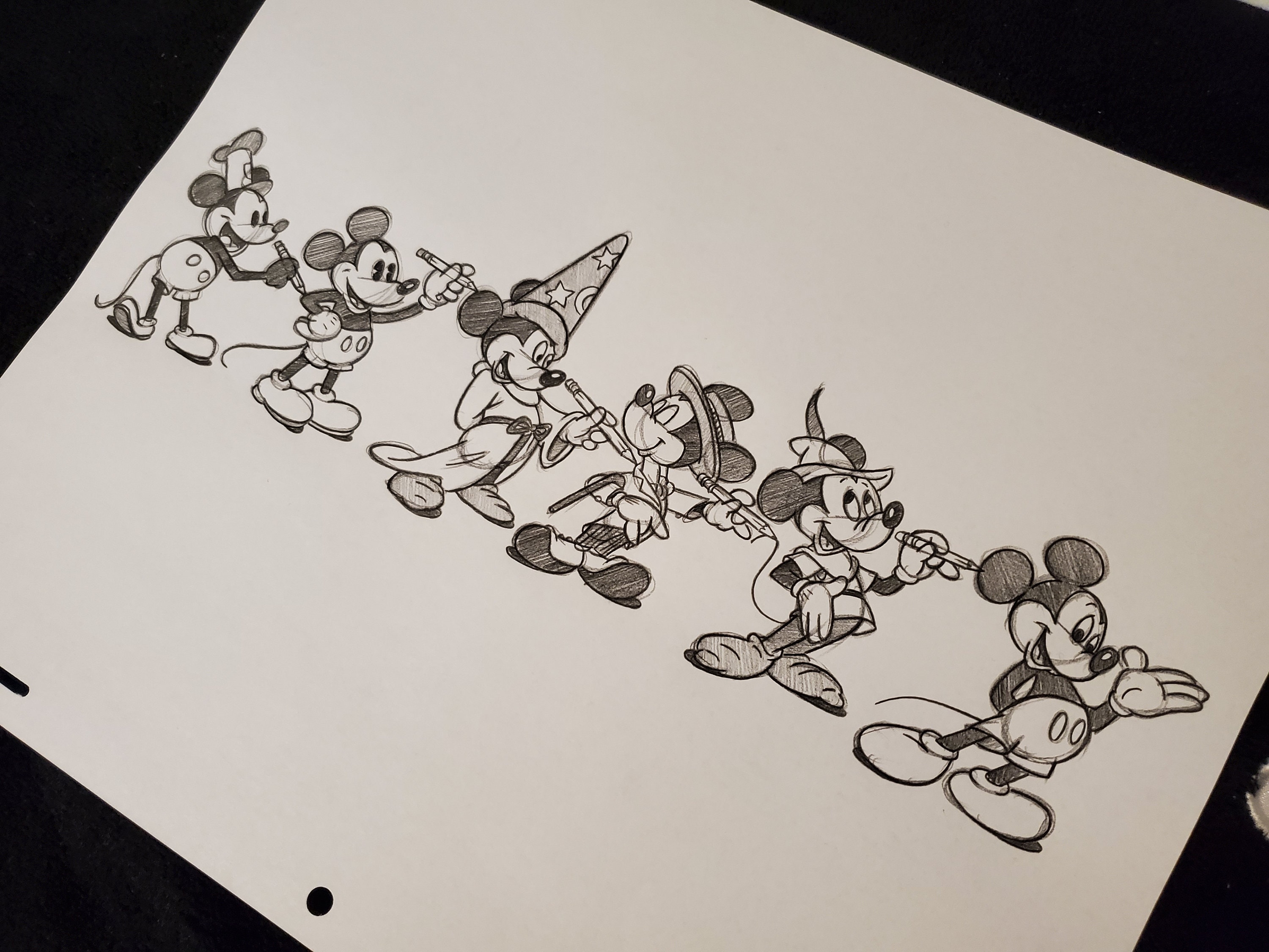 Disney Vintage Mickey Mouse Through the Years Drawing/sketch - Etsy