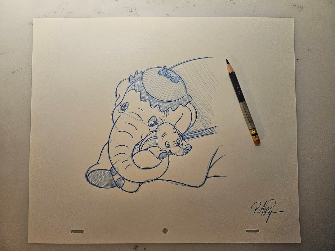 Disney Dumbo and Mrs. Jumbo Mom Character Drawing/sketch Animation Art ...