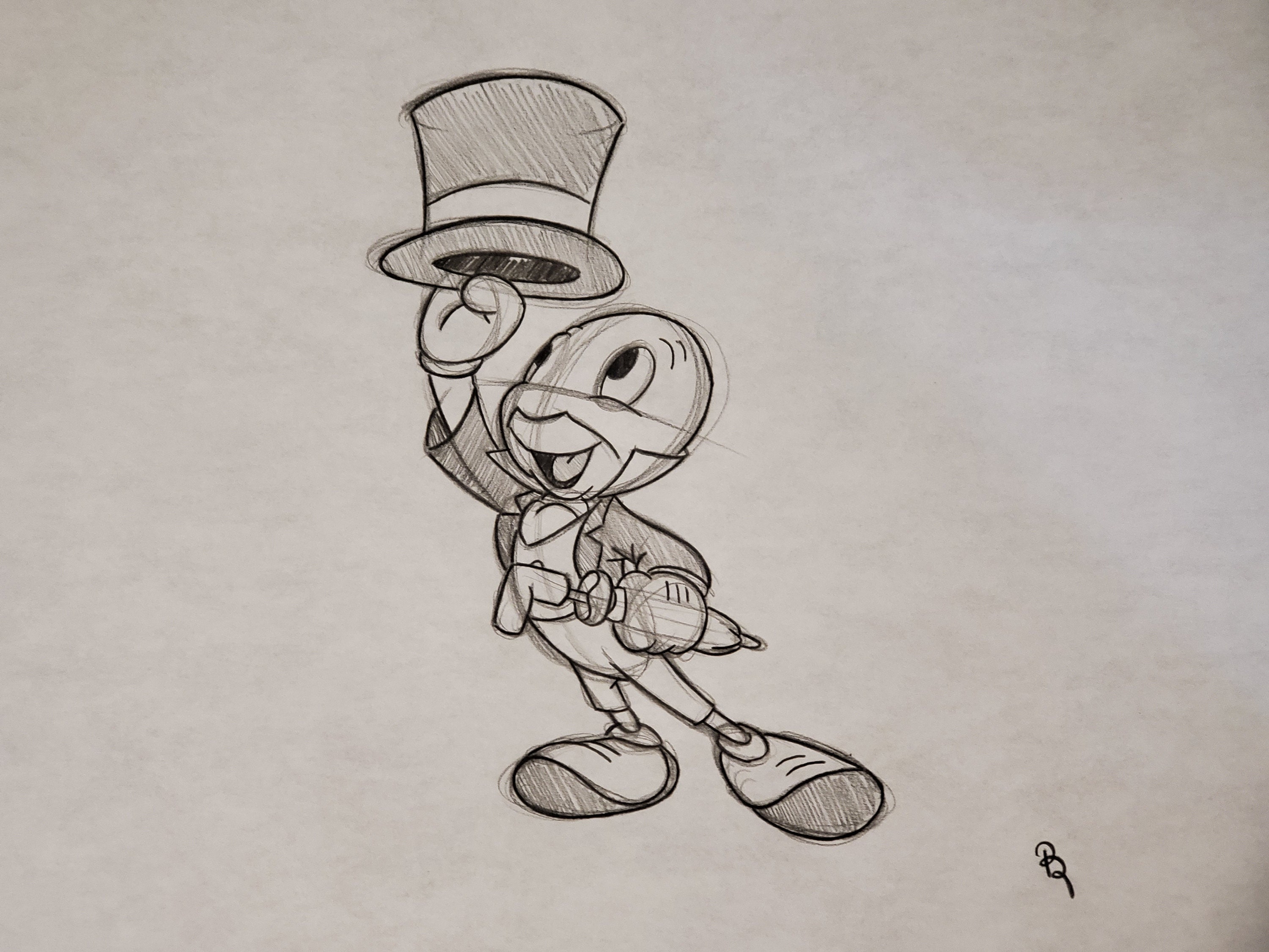 Disney Pinocchio Jiminy Cricket Drawing/sketch Animation Art Handmade ...