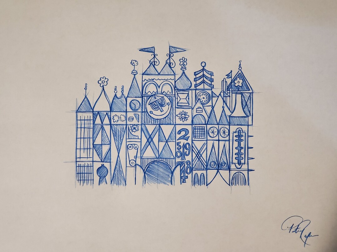 Disneyland It's A Small World Disney Drawing/sketch Animation Art ...