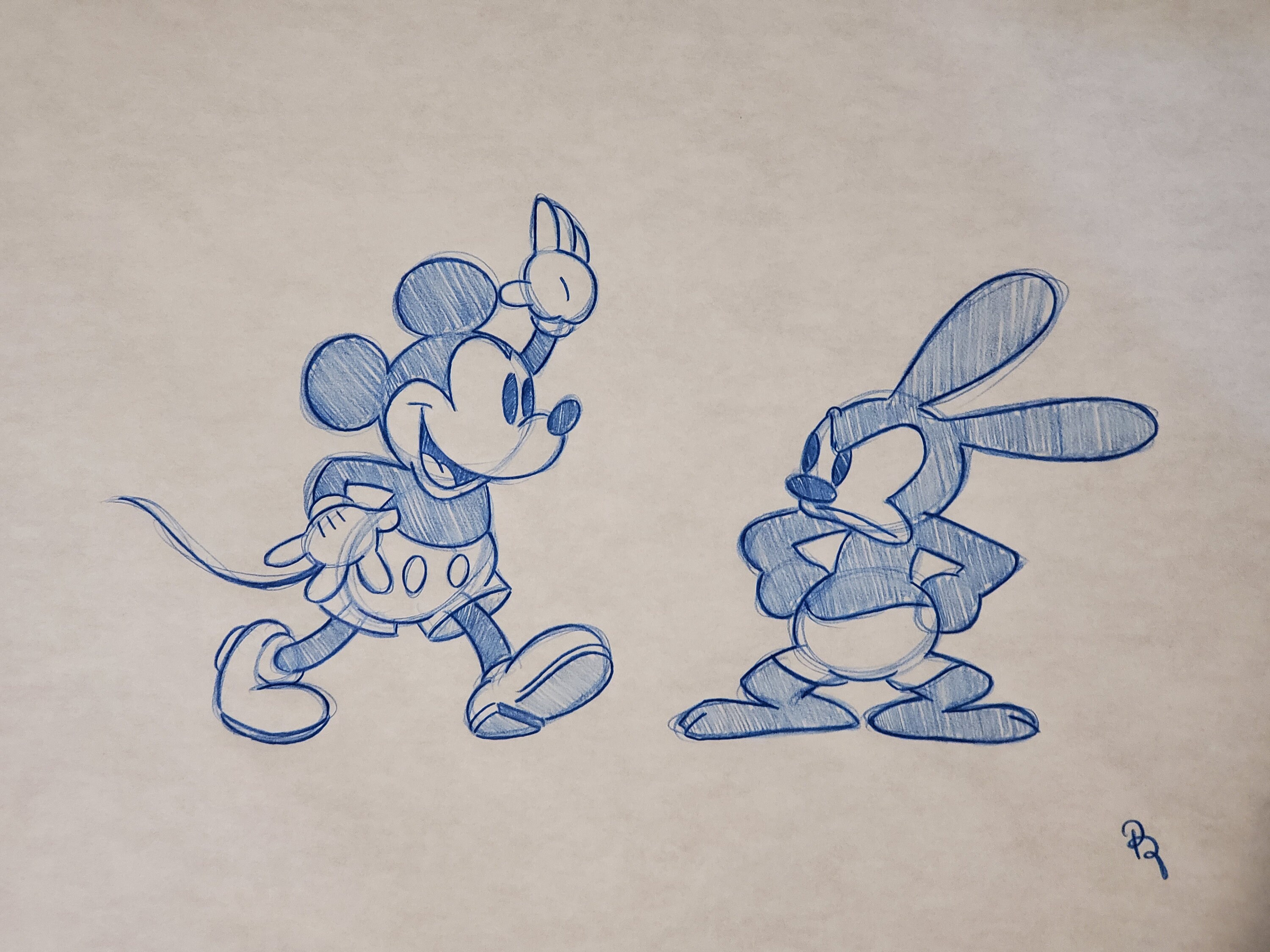 Disney Mickey Mouse and Oswald the Lucky Rabbit Character Drawing ...