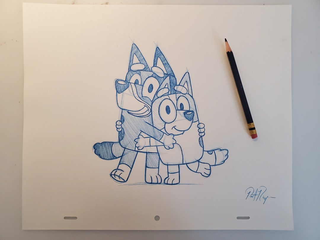 Bluey and Bingo Disney Drawing/sketch Ludo Animation Art Handmade/drawn ...