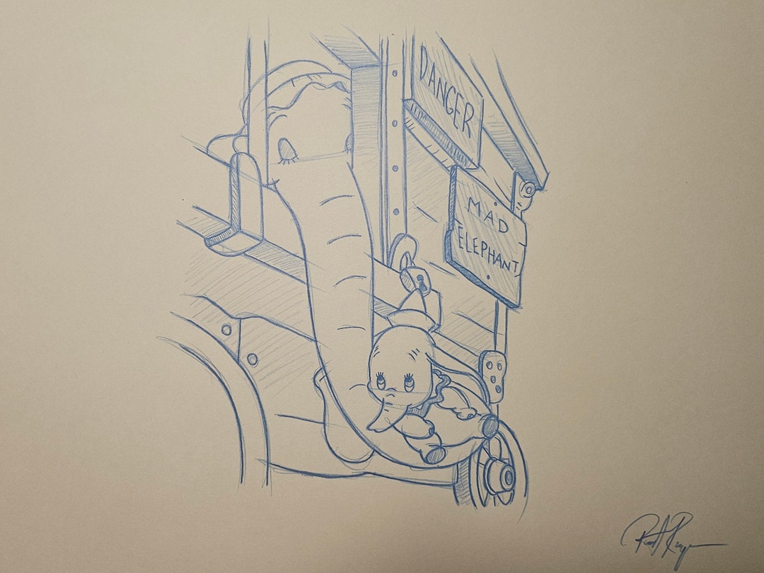 Disney Dumbo and Mrs. Jumbo Mom Character Drawing/sketch Animation Art ...