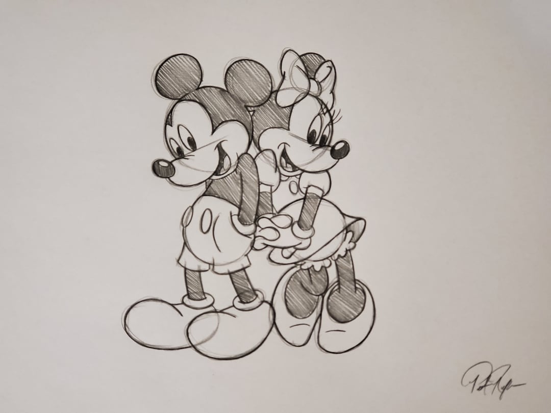Disney Mickey and Minnie Mouse Character Drawing/sketch Animation Art ...