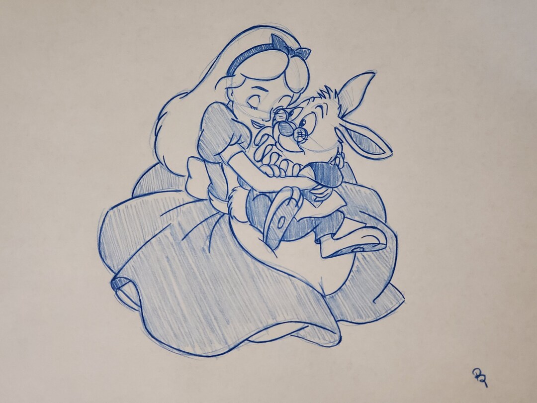 Disney White Rabbit and Alice in Wonderland Drawing/sketch Animation ...
