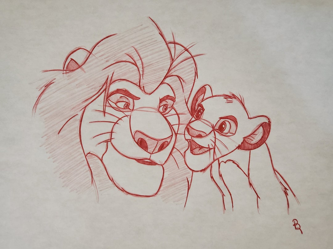 Disney the Lion King Simba and Mufasa Drawing/sketch Animation Art ...