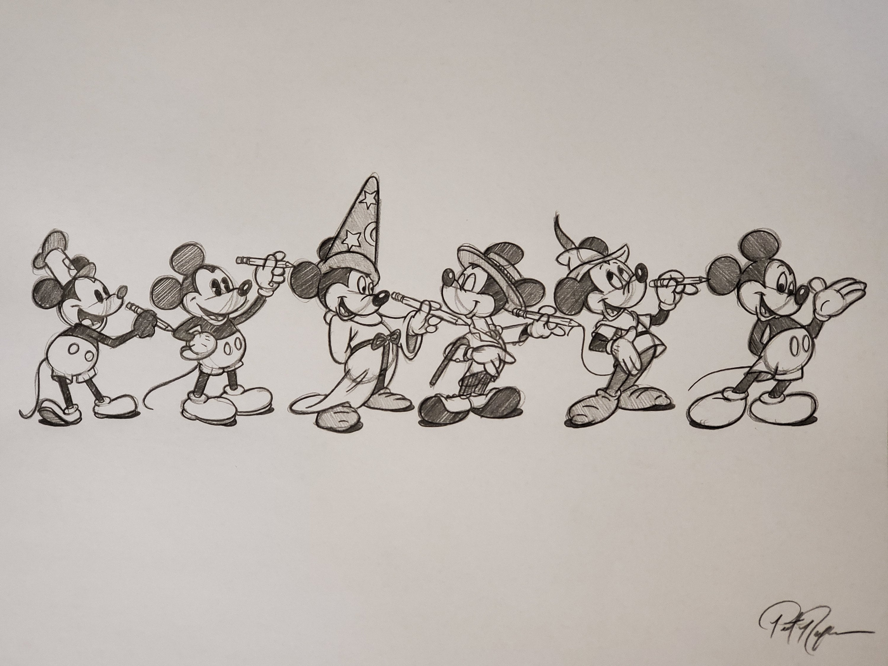 Disney Vintage Mickey Mouse Through the Years Drawing/sketch - Etsy