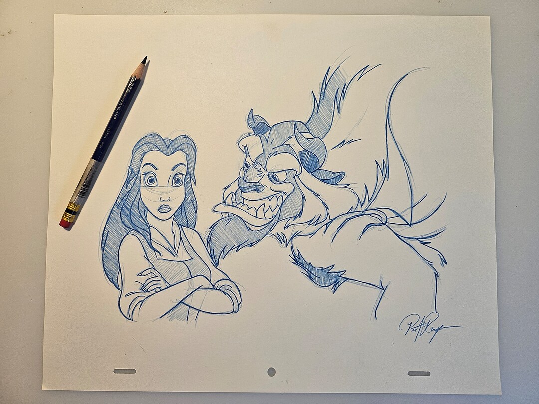 Disney Beauty and the Beast Fighting/arguing Character Drawing/sketch ...