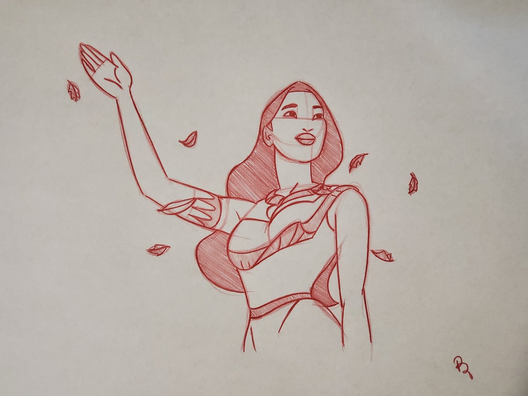 Disney Pocahontas Character Drawing/sketch Animation Art Handmade/drawn ...