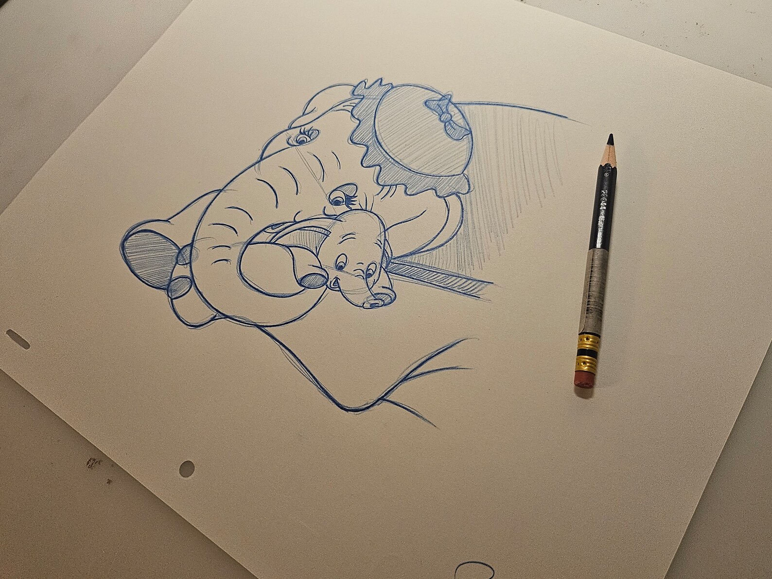 Disney Dumbo and Mrs. Jumbo Mom Character Drawing/sketch Animation Art ...