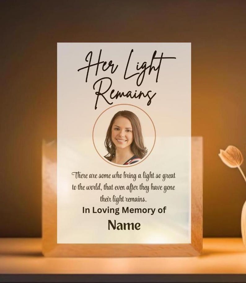 Personalized Memorial Night Light Photo Frame: His/her Light Remains - Etsy