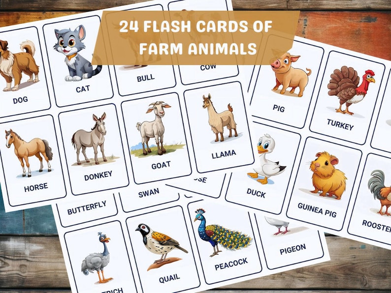 Animals 72 Montessori Flash Cards of Forest, Jungle, and Farm Animals 3 ...