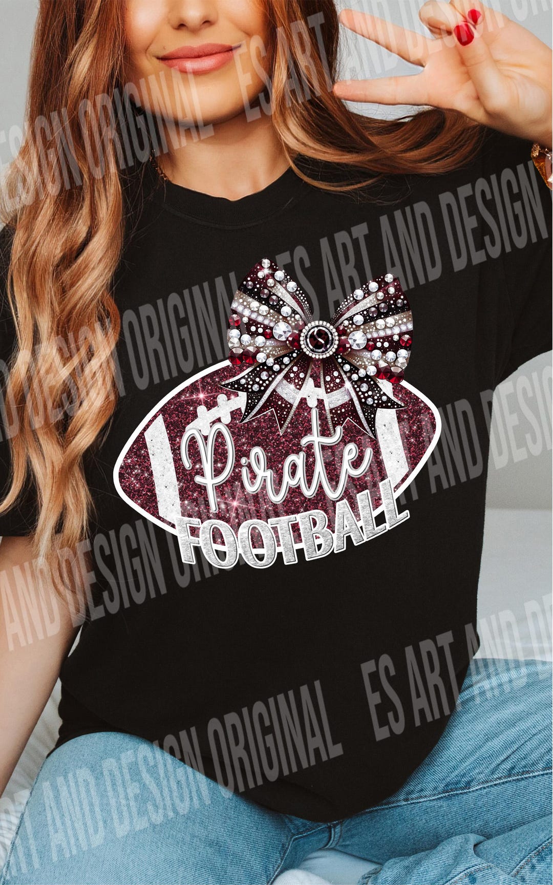 Sinton Pirate Football Rhinestone Bow - Etsy