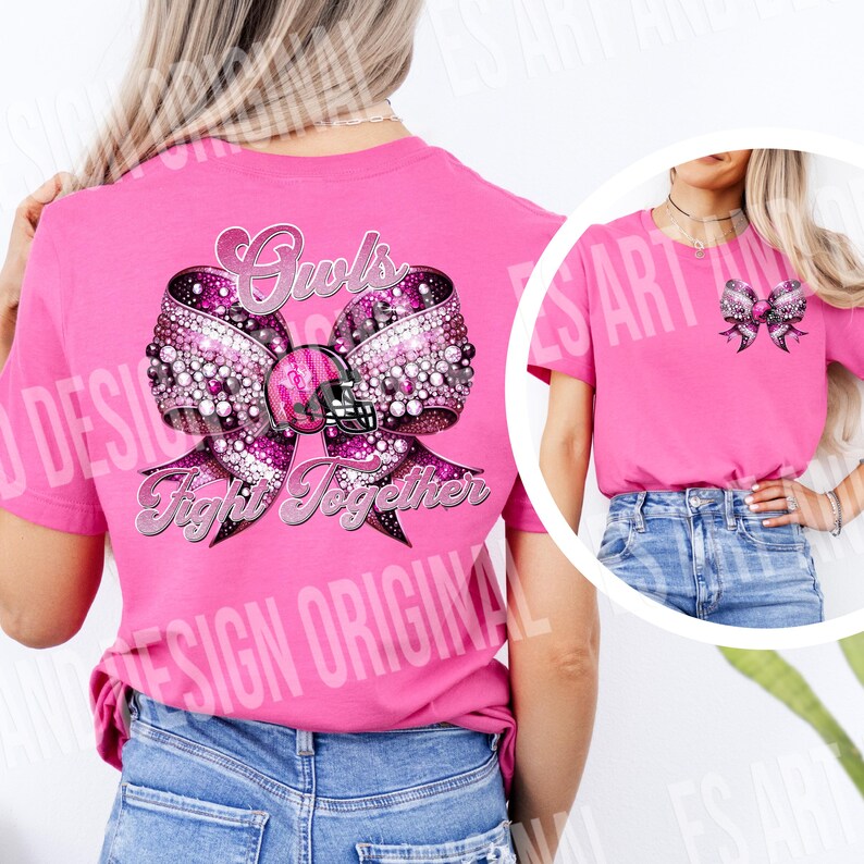 Odem Owls Fight Together - Breast Cancer Football Rhinestone Bow - Etsy
