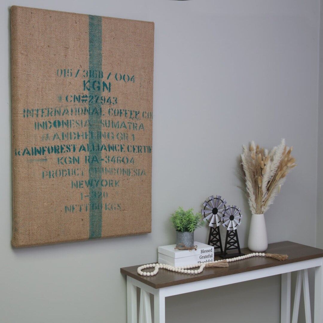 Coffee Bag Sound Absorption Art Panel 24” X 36” X 2” – Beveled Edge ...