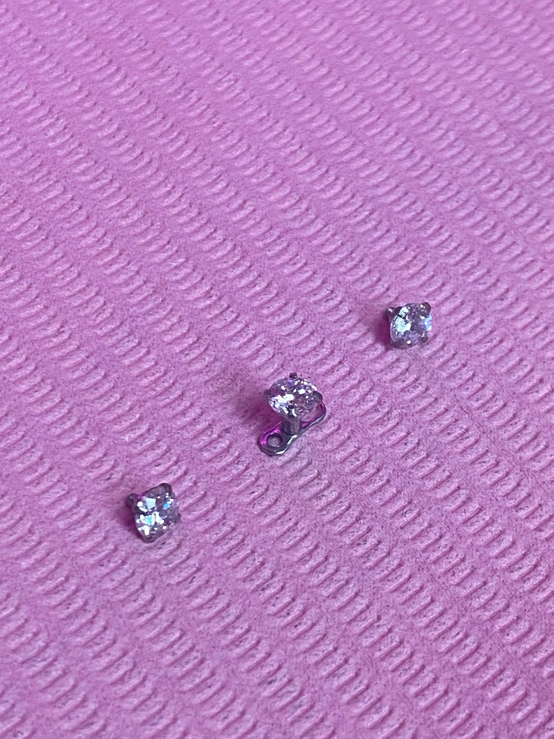 14G CZ Pronged Dermal Top - Etsy