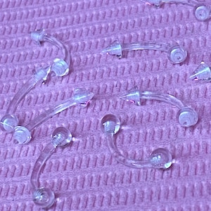 Clear Plastic Retainer Eyebrow Surface Curved Barbell 16G - Etsy