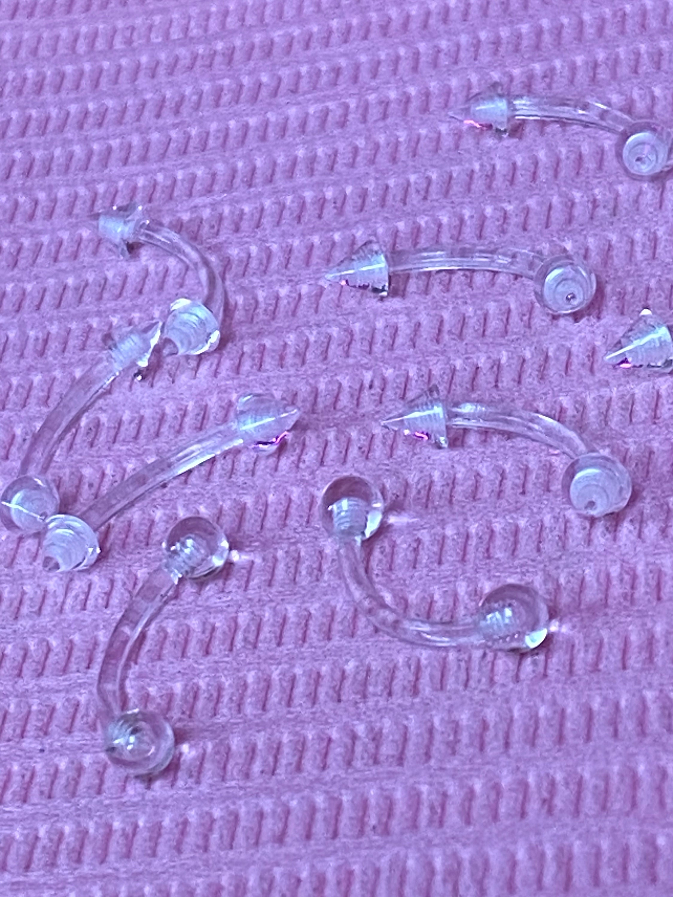 Clear Plastic Retainer Eyebrow Surface Curved Barbell 16G - Etsy
