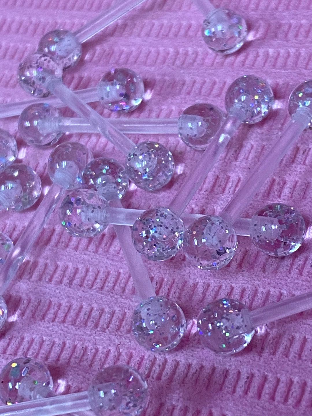 14G Clear Sparkle Plastic Retainer Nipple Tongue - Etsy