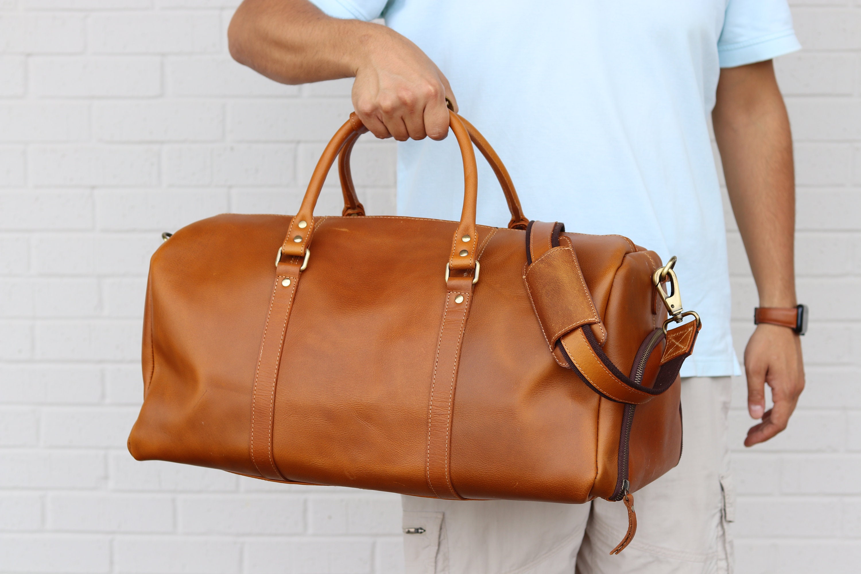 Personalized Leather Duffle Bag | Custom Weekender & Overnight Travel ...
