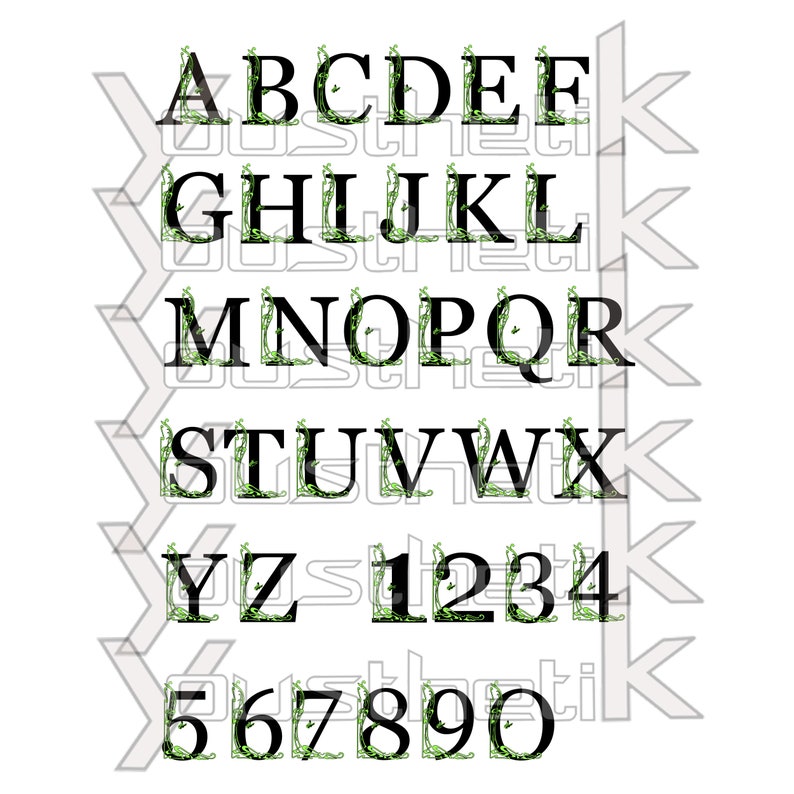 Monogram Floral Split Lettres, Alphabet Art NOUVEAU Style Vector SVG ...