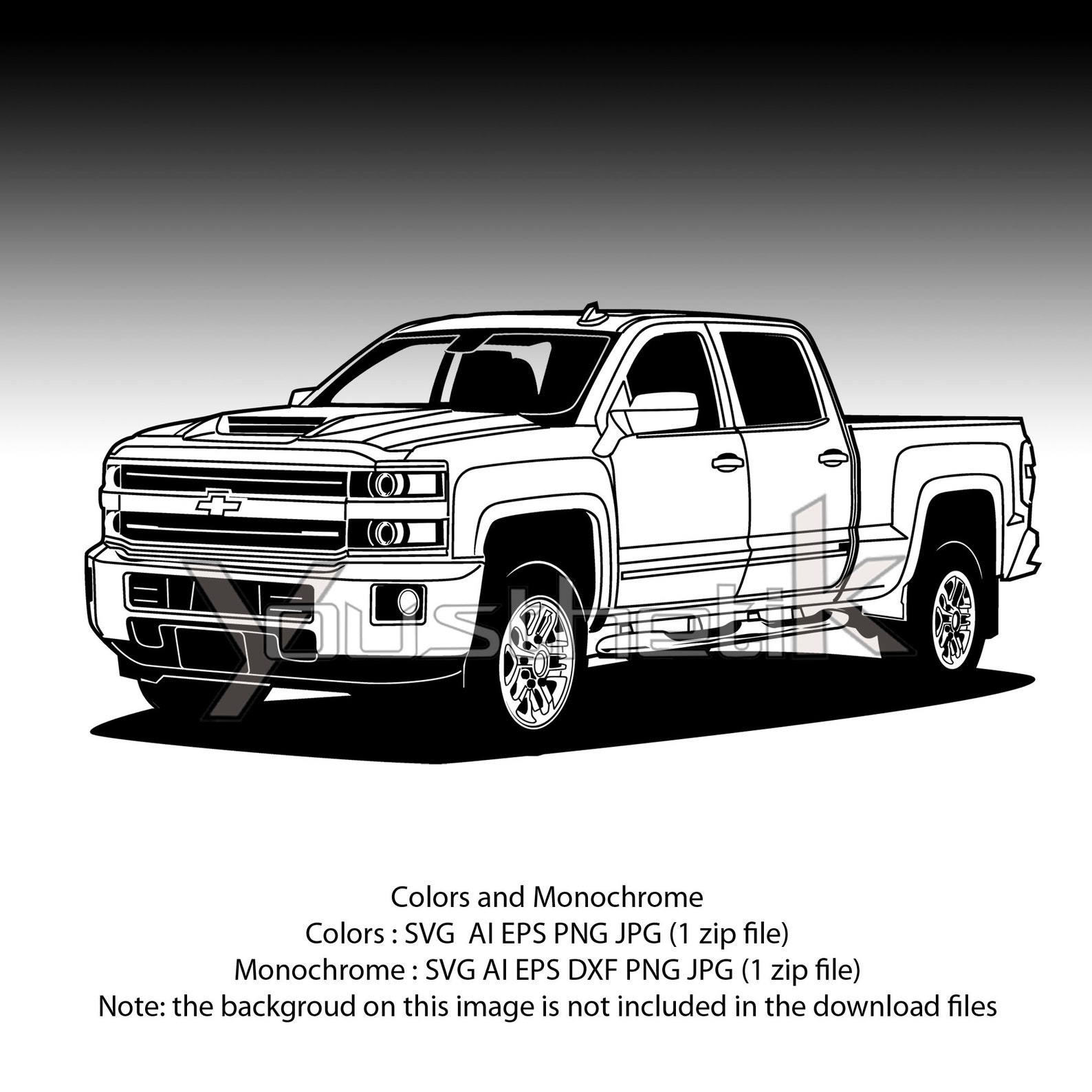 Chevrolet Silverado Pickup Svg, Ai, Eps, Png, Jpg Color and Ai, Svg ...