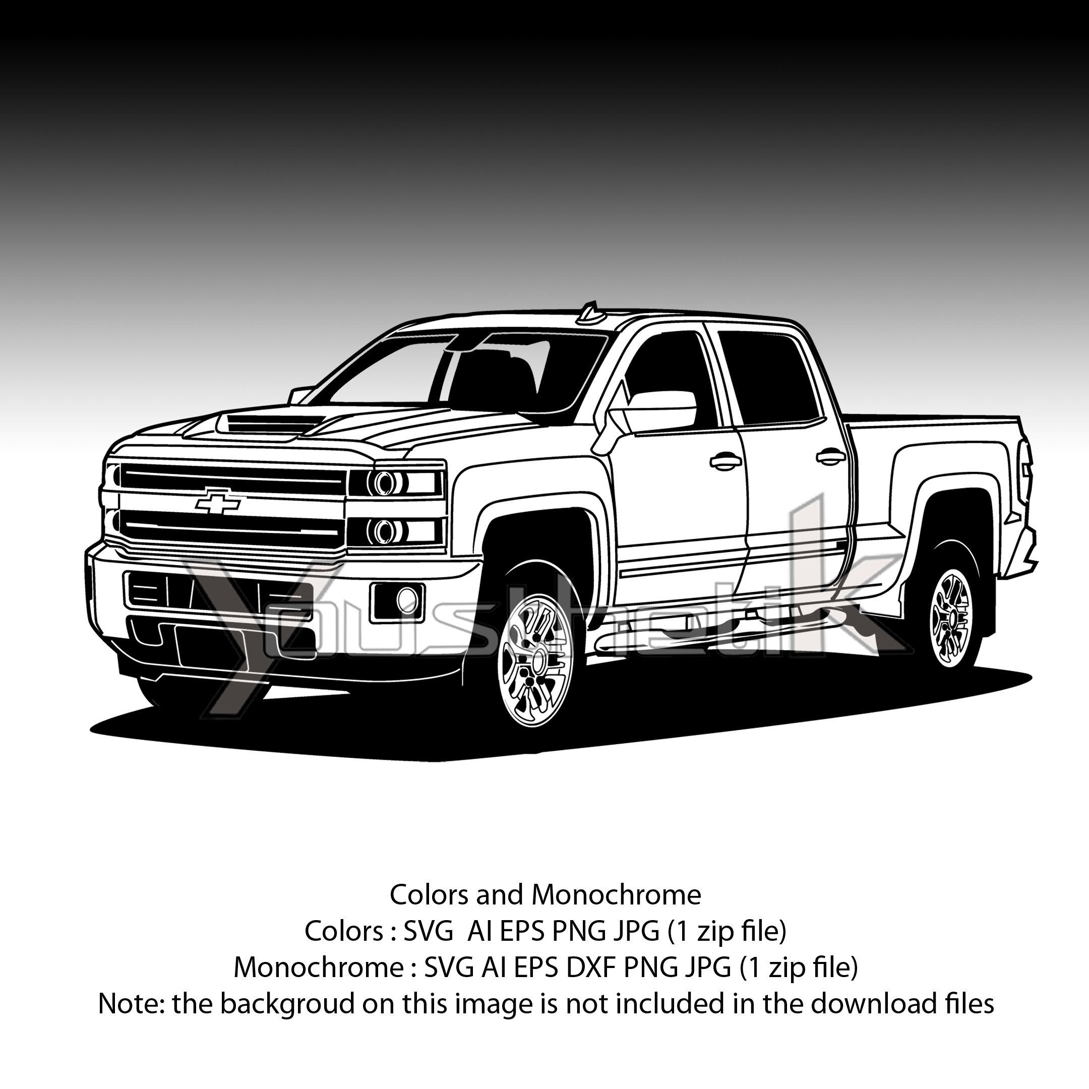 Chevrolet Silverado Pickup Svg, Ai, Eps, Png, Jpg Color and Ai, Svg ...