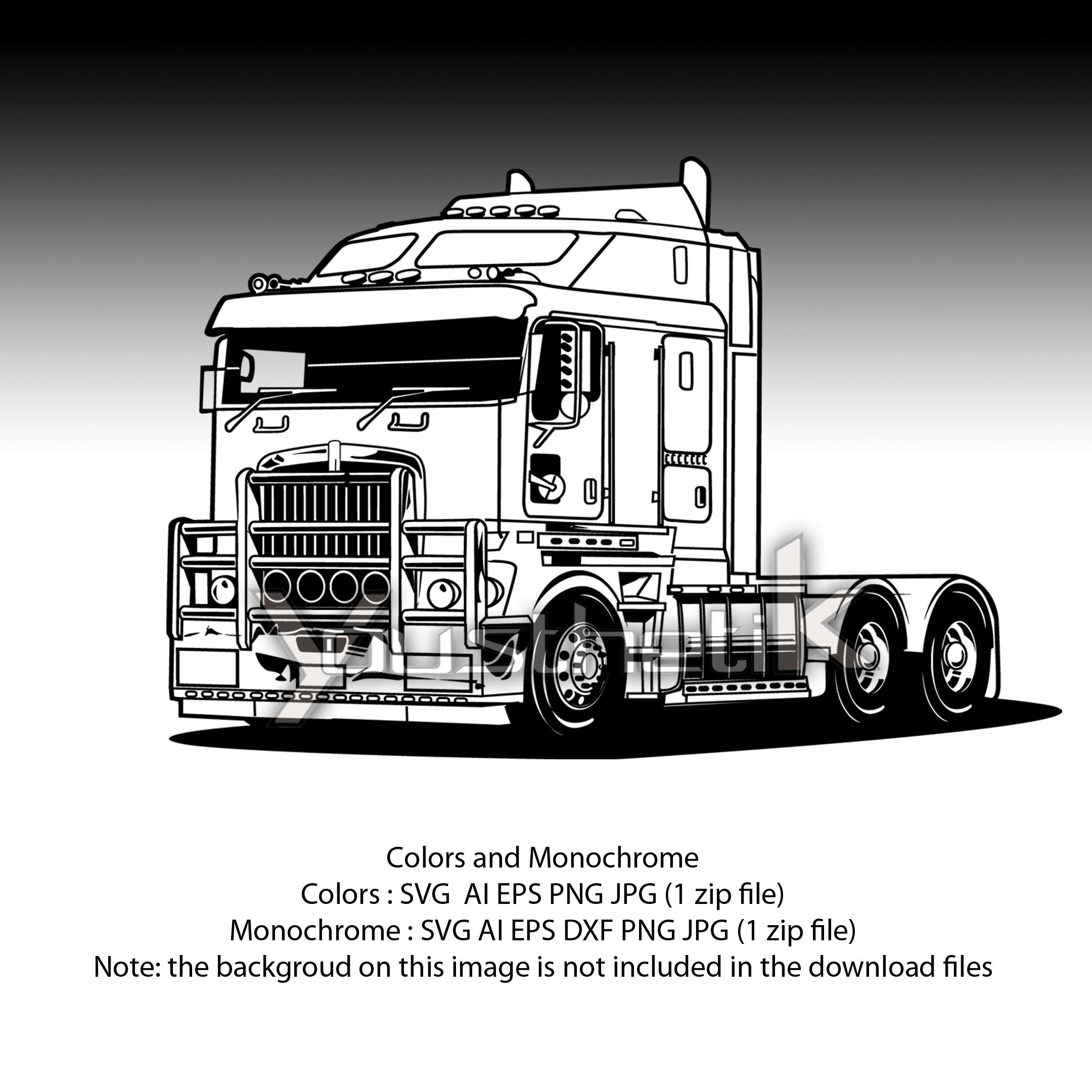 Kenworth Semi K 200 Ssvg Ai Eps Png Jpg Color and Ai Svg - Etsy