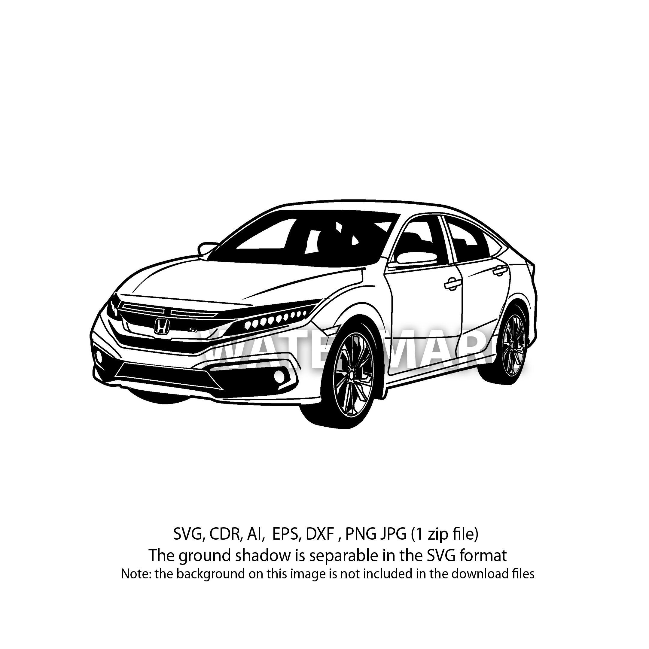 Honda Civic 2021 Svg,cdr,dxf,ai,eps,png,jpg - Etsy