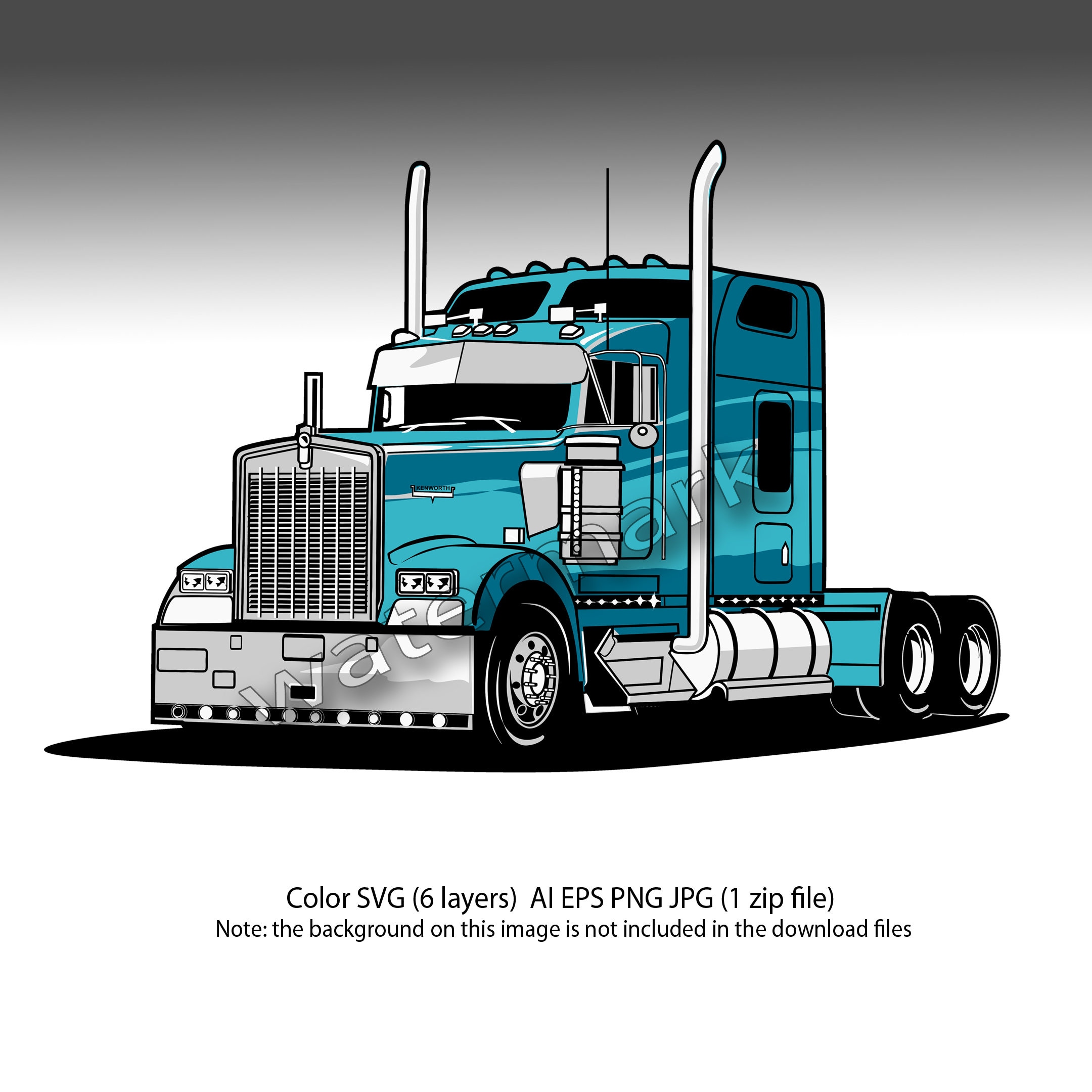 Semi Truck Kenworth Svg,ai,eps,png,jpg Color Layers - Etsy