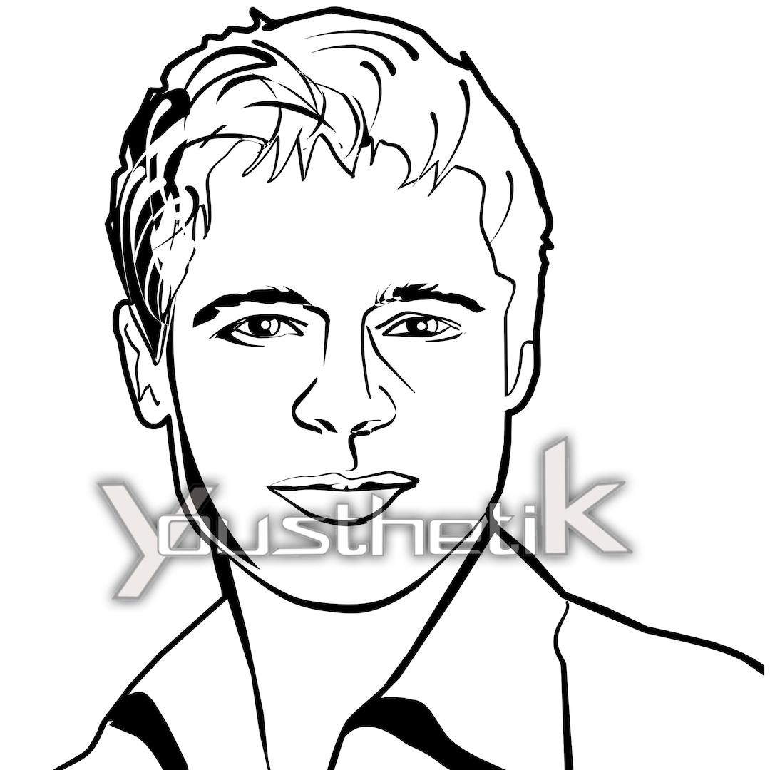 Brad Pitt Portrait Vector SVG, PNG - Etsy