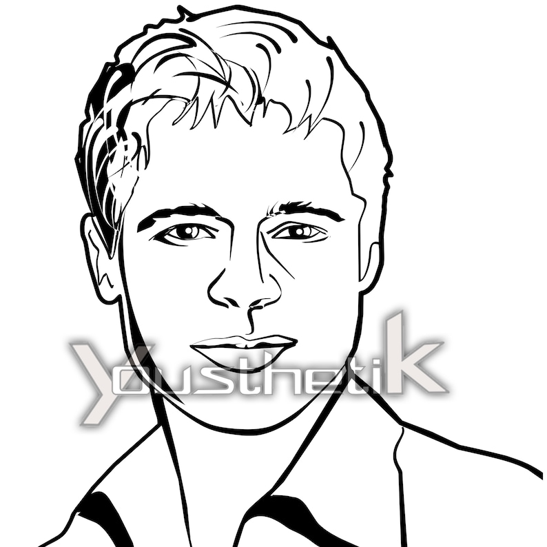 Brad Pitt retrato vector SVG, PNG - Etsy México