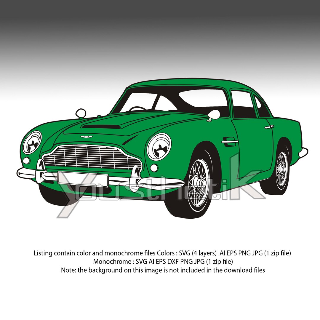 Aston Martin DB5 Svg, Ai, Eps, Png, Color Jpg and Ai, Svg, Eps, Dxf ...