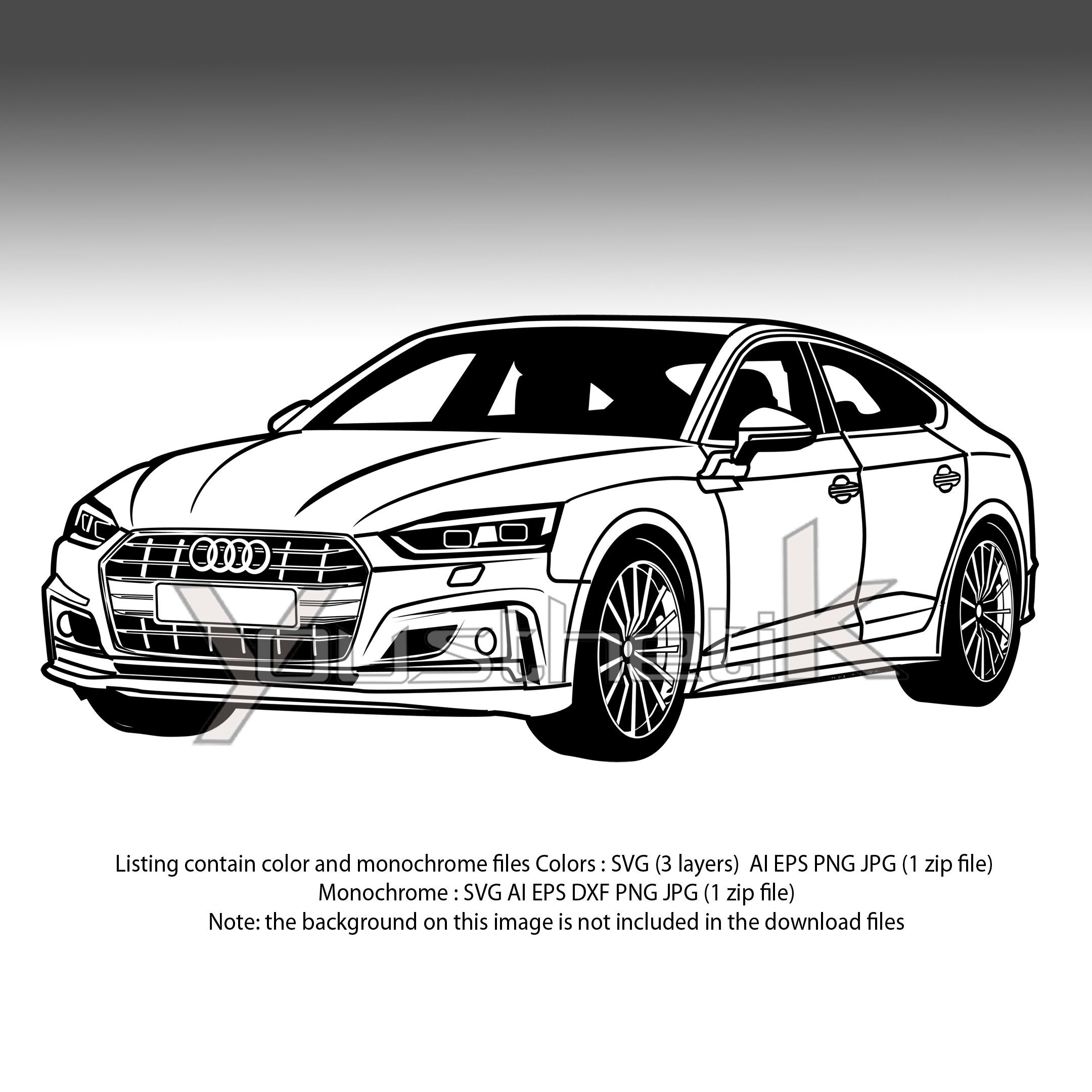 Audi A5 Svg, Ai, Eps, Png, Jpg Color and Ai, Svg, Eps, Dxf, Png, Vector ...