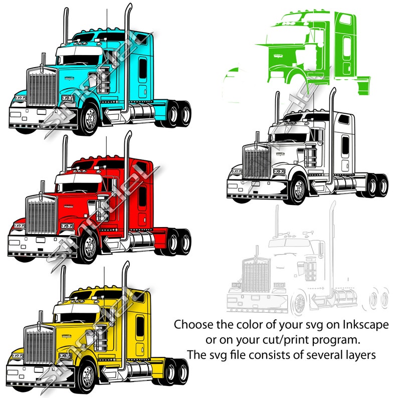 Semi Truck Kenworth T 900 Svg,ai,eps,png,jpg Color - Etsy