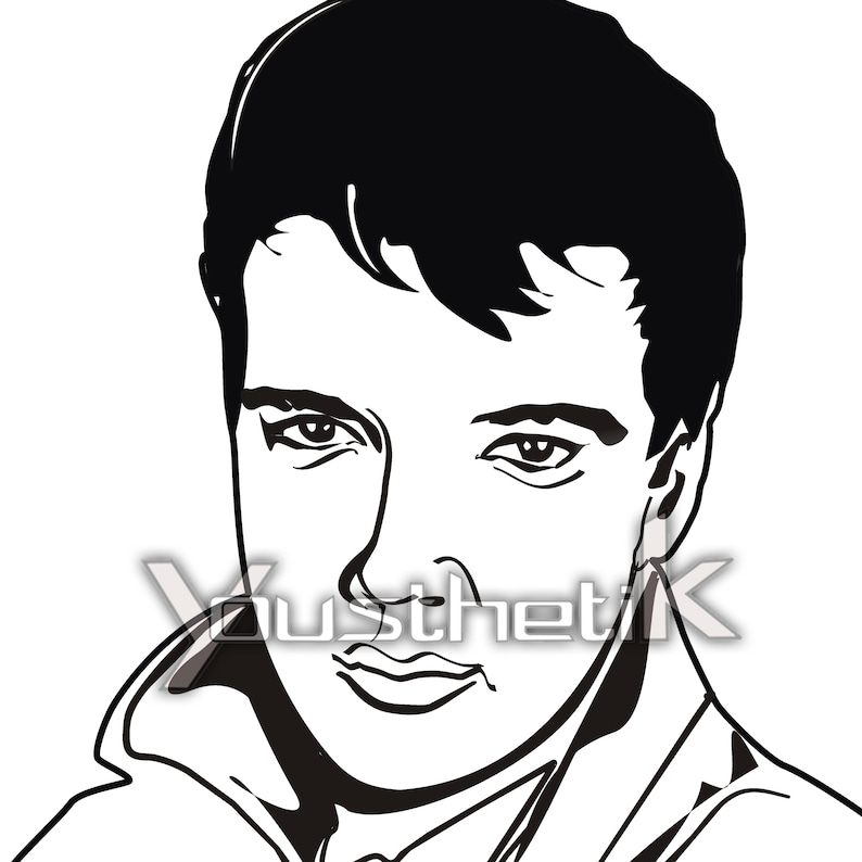 Elvis Presley Portrait Vector SVG, PNG - Etsy