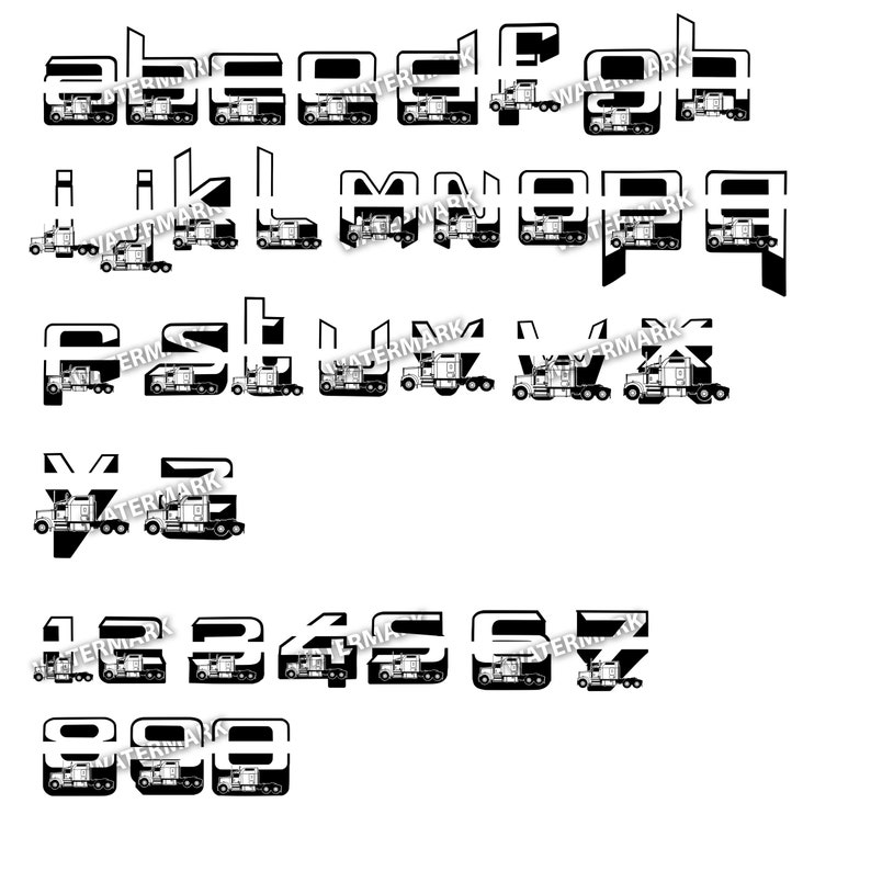 Monogram Slip Letters Trucker Fonts Ai Vector, Png Jpg Alphabet 24 +10 ...