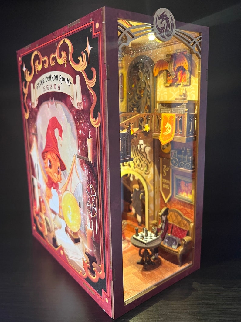 FINISHED Book Nook: Dragons with Dust Cover - Etsy