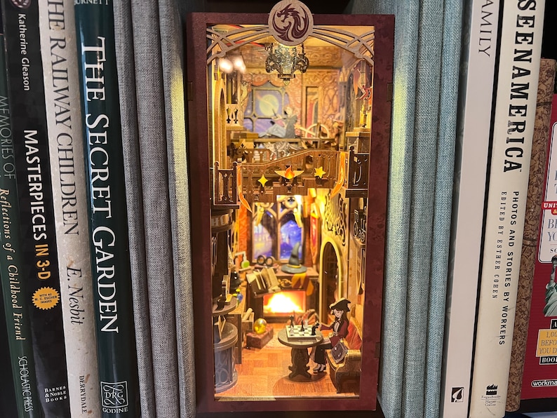 FINISHED Book Nook: Dragons with Dust Cover - Etsy