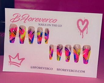 Freaknik Nails 90s Nails Rainbow Nails Retro Nails Neon Nails Unique ...