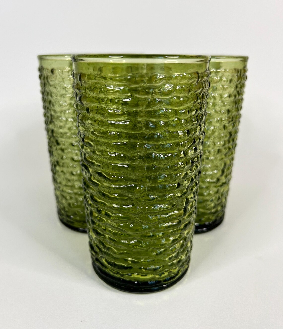 Vintage Mcm Anchor Hocking Sereno Glass, Cup, Highball, Green/avocado ...